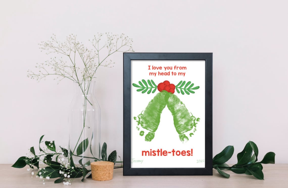 Mistletoe Christmas/holiday Printable Kids' Handprint - Etsy