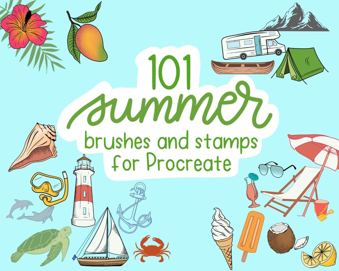 101 Summer Stamps & Brushes for Procreate - Etsy