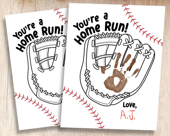 Father's Day Baseball Printable Kids' Handprint - Etsy