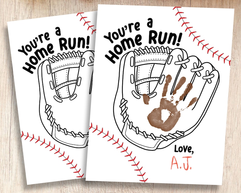 Father's Day Baseball Printable | Kids' Handprint Keepsake | Teacher ...