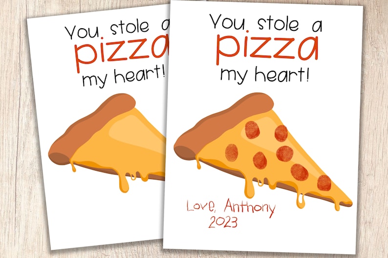 Valentine's Day Pizza Printable | Kids' Handprint Thumbprint Keepsake ...