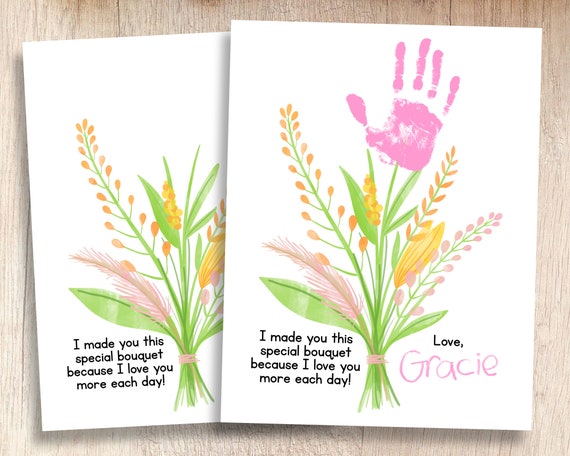 Mother's Day Bouquet Printable Kids' Handprint - Etsy