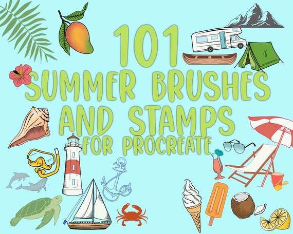 101 Summer Stamps & Brushes for Procreate | Etsy