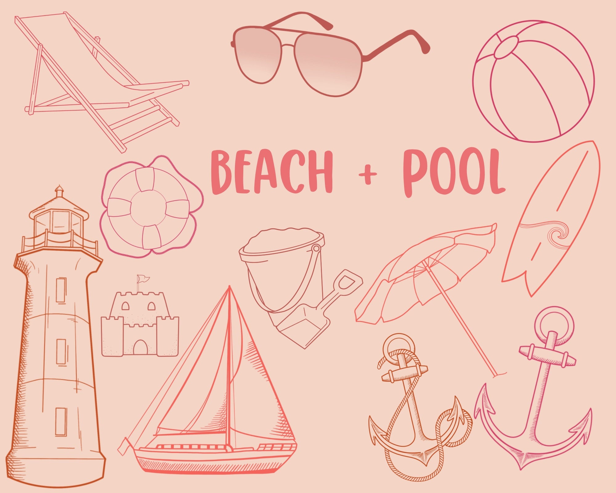 101 Summer Stamps & Brushes for Procreate - Etsy