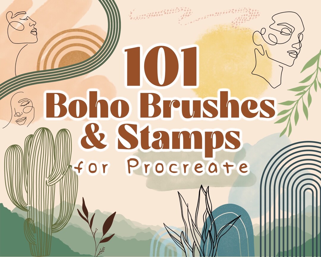 101 Boho Stamps & Brushes for Procreate | Plants, Arches, Faces ...