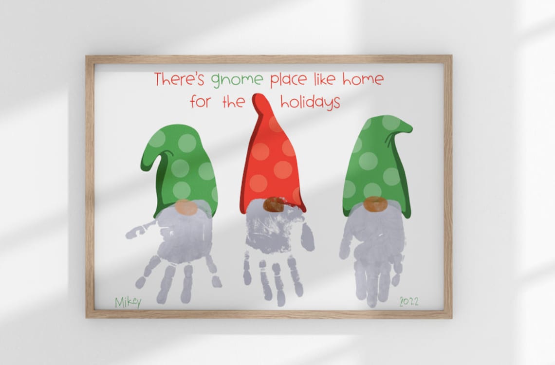 Gnome Christmas/holiday Printable Kids' Handprint - Etsy