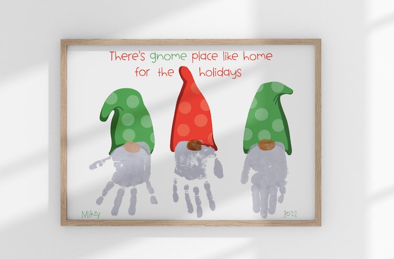 Gnome Christmas/holiday Printable Kids' Handprint - Etsy