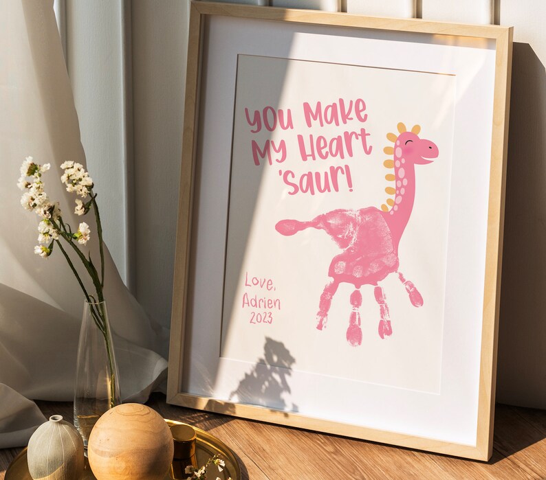 Valentine's Day Dinosaur Pun Printable | Kids' Handprint Keepsake ...