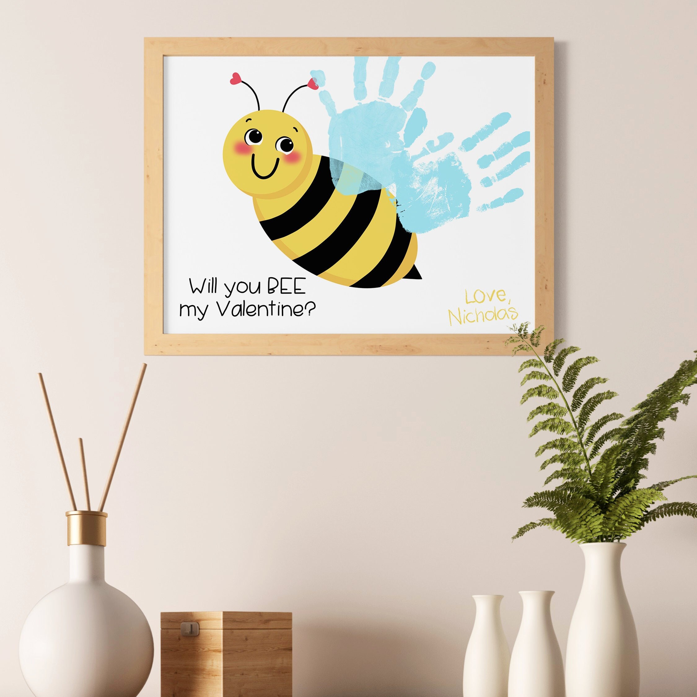 Valentine's Day Printable | BEE My Valentine | Kids' Handprint Keepsake ...