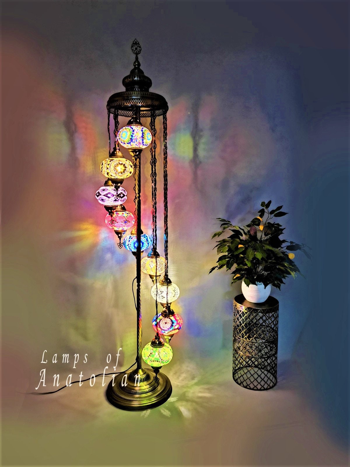 Amazing 9 Globe Turkish Floor Lamp FREE SHIP Morrocan Decor Standing ...