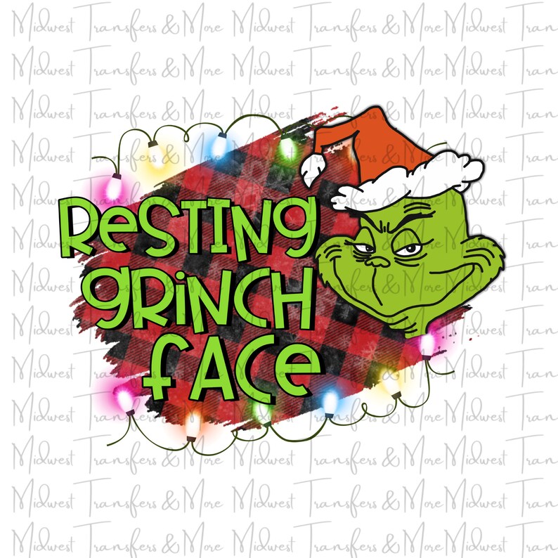 Resting Grinch Face Plaid Sublimation Transfer Ready to - Etsy
