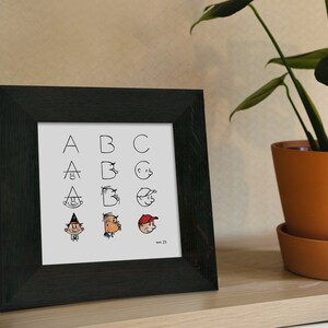 ABC Men Alphabet Art Lettering Pen & Ink Watercolor Painting, Unframed ...
