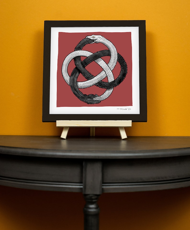 Loop: a Pen & Ink Watercolor Painting of an Ouroboros, Snakes, Never ...