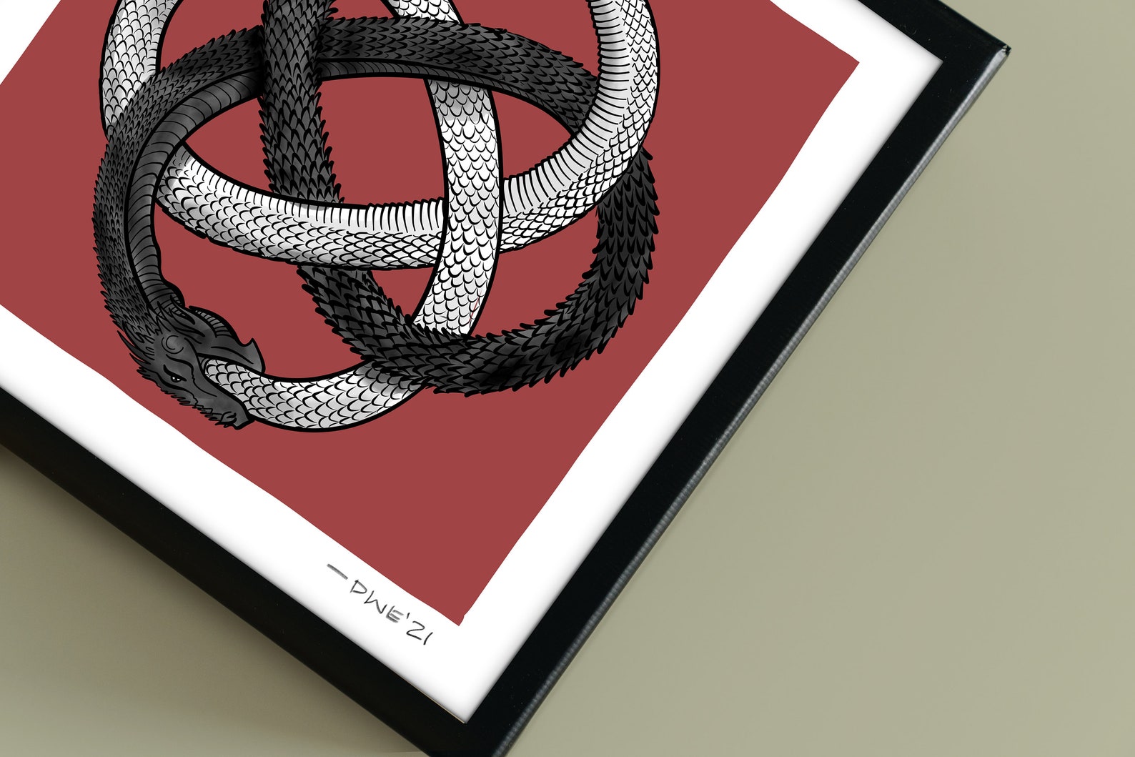 Loop: a Pen & Ink Watercolor Painting of an Ouroboros, Snakes, Never ...