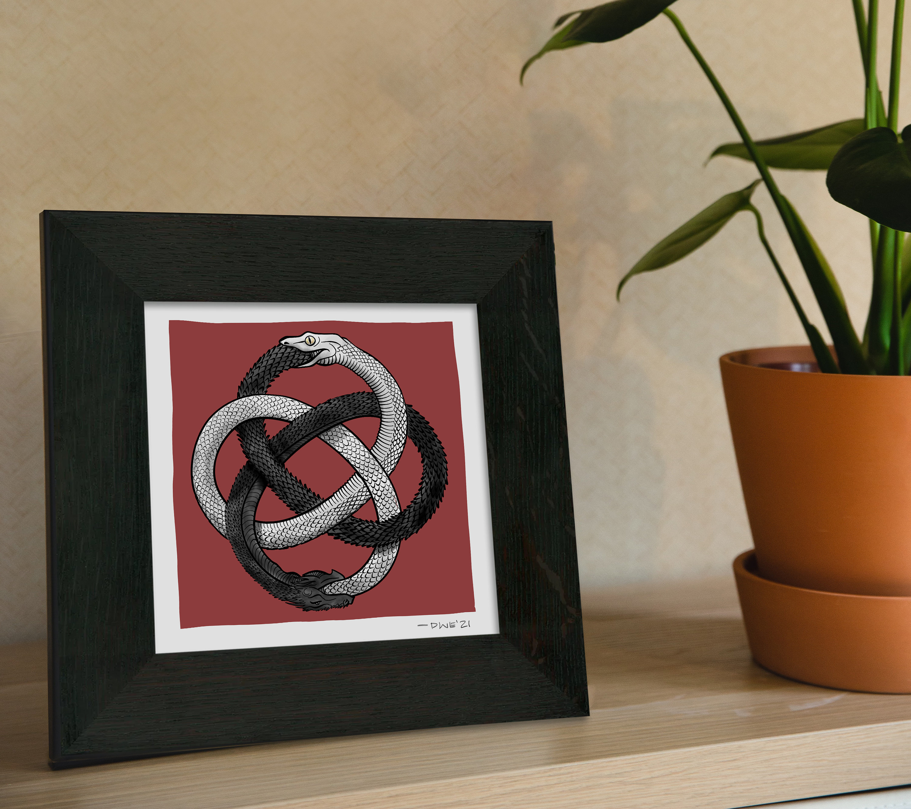 Loop: a Pen & Ink Watercolor Painting of an Ouroboros, Snakes, Never ...
