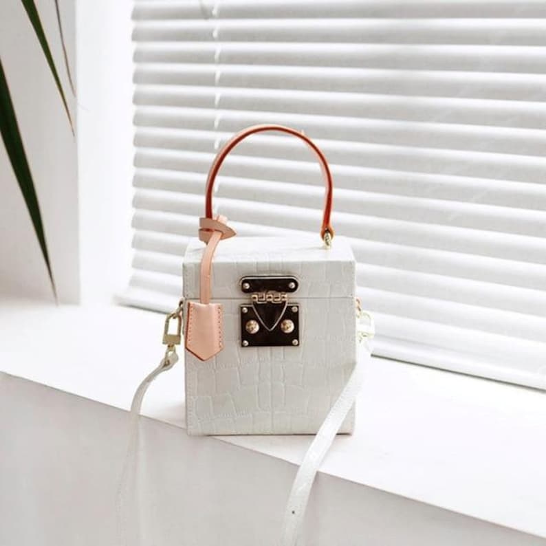 Leather Minimal Box Crossbody Bag Handbag Shoulder Bag - Etsy