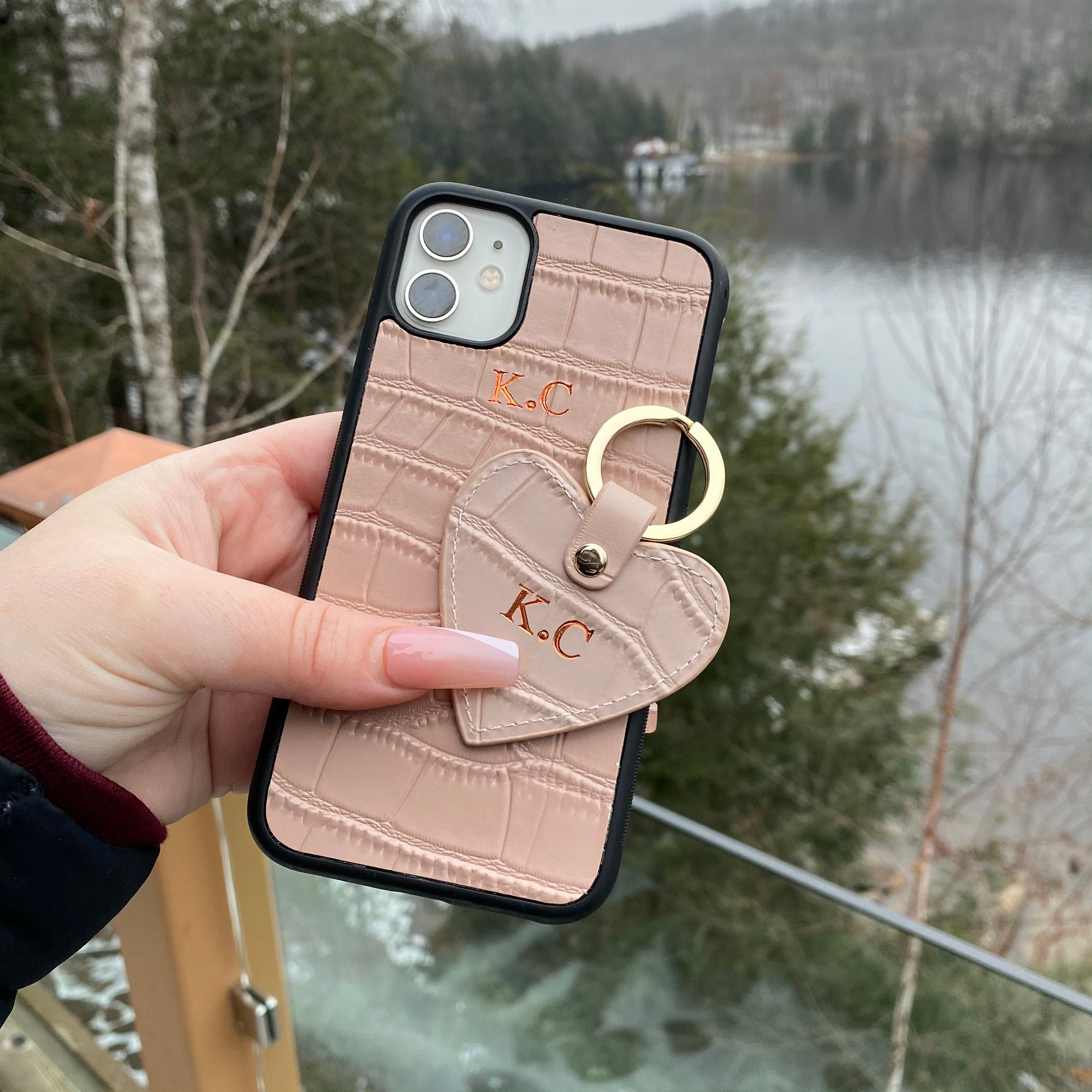 Leather Phone Case Monogram Custom Embossed Personalized | Etsy