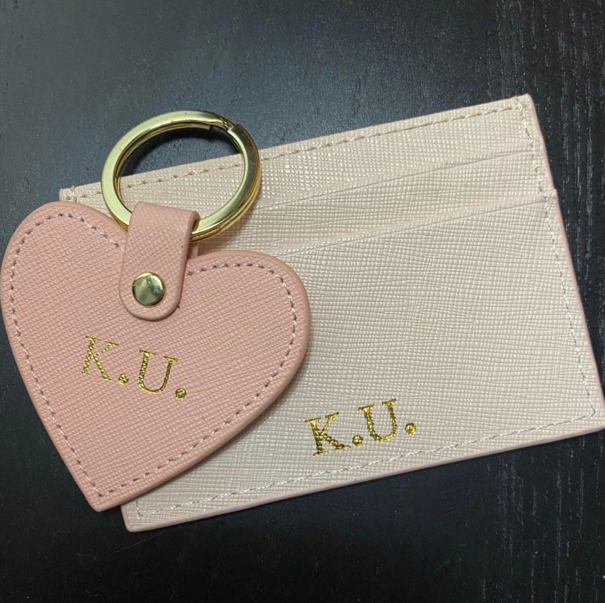 Personalized Heart Key Chain Key Ring Metallic Monogram | Etsy