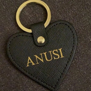 Personalized Heart Key Chain | Key Ring | Metallic Monogram Leather ...