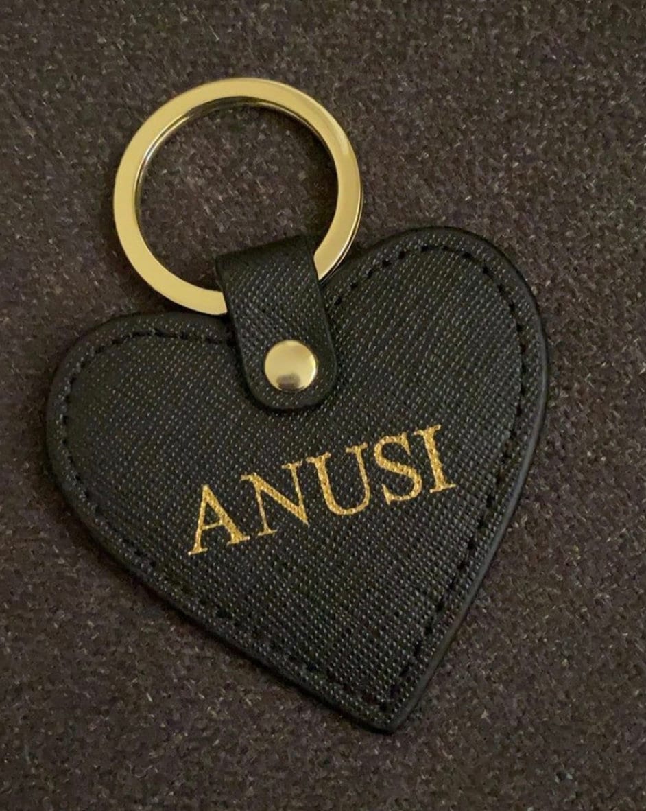 Personalized Heart Key Chain Key Ring Metallic Monogram | Etsy