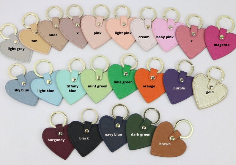 Personalized Heart Key Chain Key Ring Metallic Monogram | Etsy