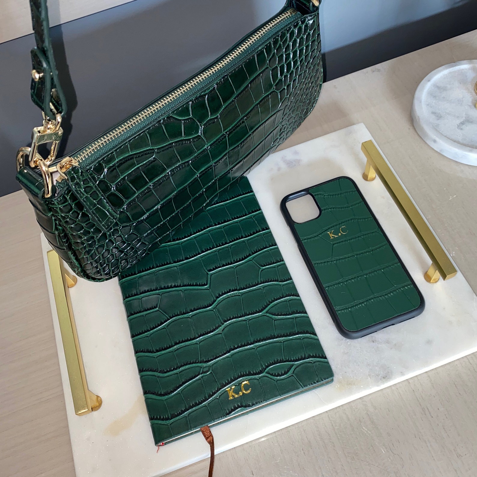 Personalized Croc Embossed Leather Notebook Monogrammed Journal ...