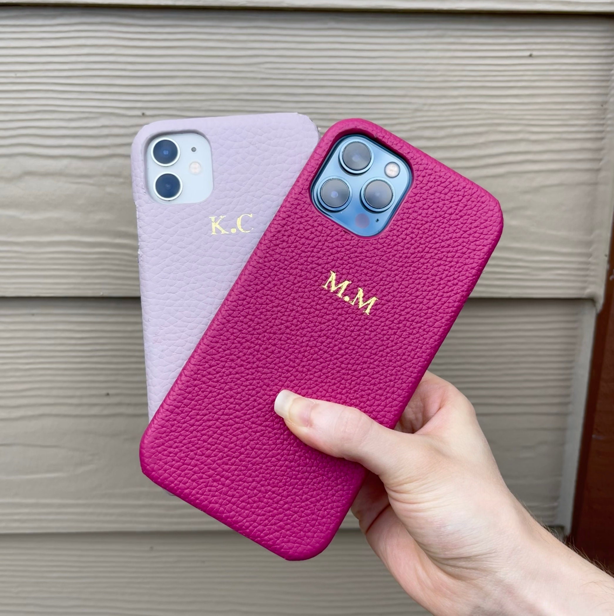 Leather Phone Case Monogram Custom Embossed Personalized - Etsy UK