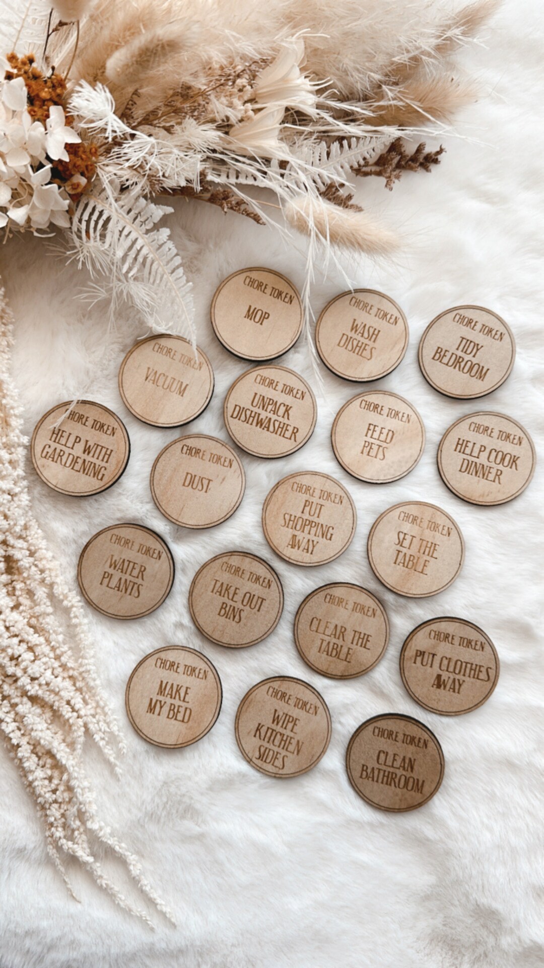 Chore tokens, Tasks for children, chore chart, laser engraved wooden ...