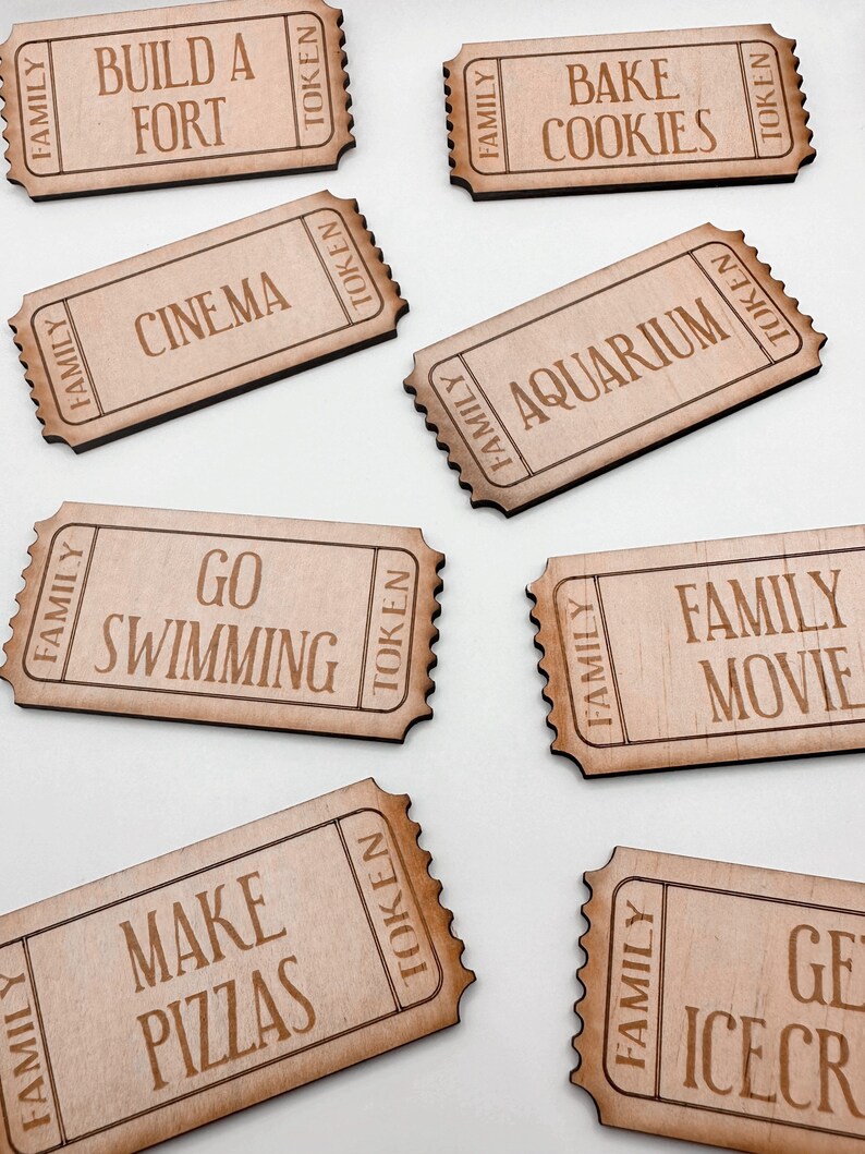Family Adventure Tokens, Ideas for the Family, Wooden, Laser Engraved ...
