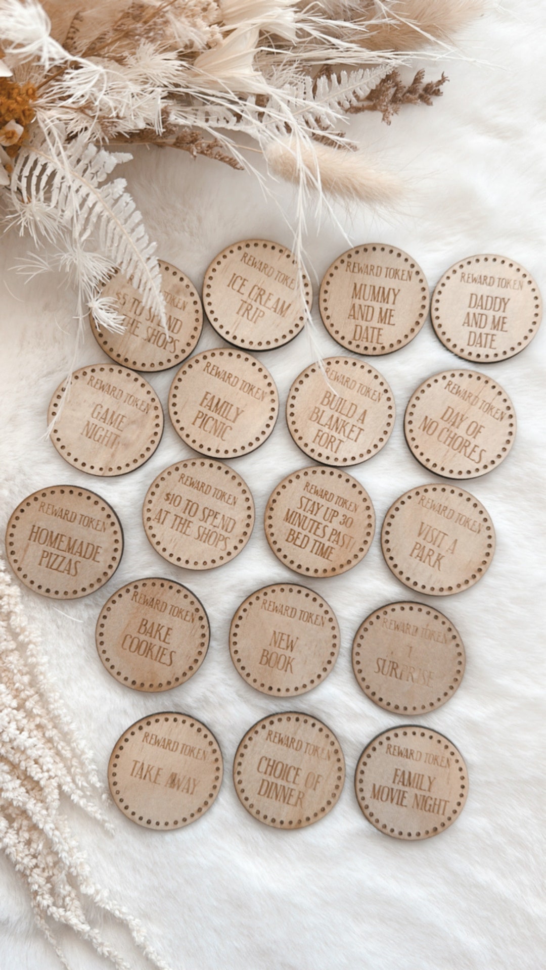 Reward Tokens, Kids, Activity Rewards, Good Behaviour, Wooden, Laser ...