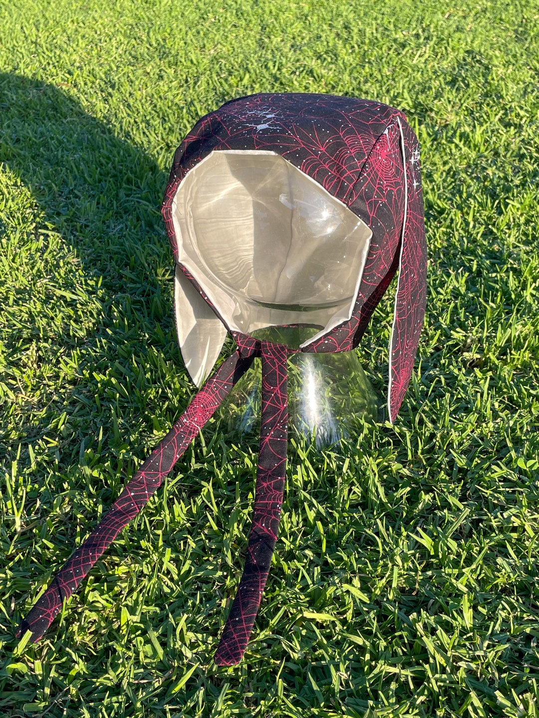 Bunny Bonnet Halloween Blood Red Cobweb & White Short Ears Bunny Hat - Etsy