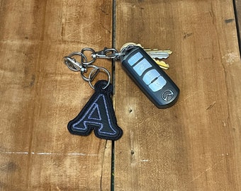 Faux Leather Letter Keychain - Etsy