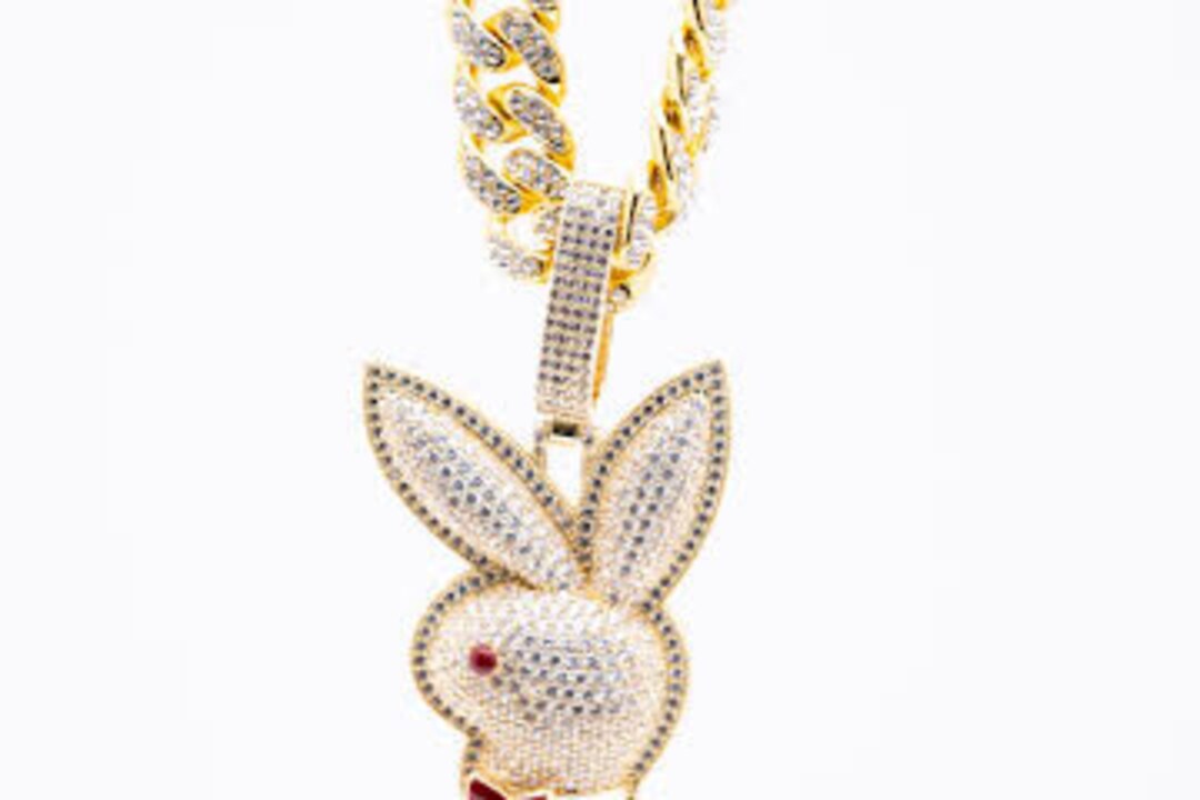 Silver a Gold Plated Cubic Zirconium Playboy Bunny Chain and Pendant ...