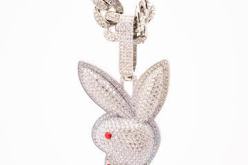 Silver a Gold Plated Cubic Zirconium Playboy Bunny Chain and Pendant ...