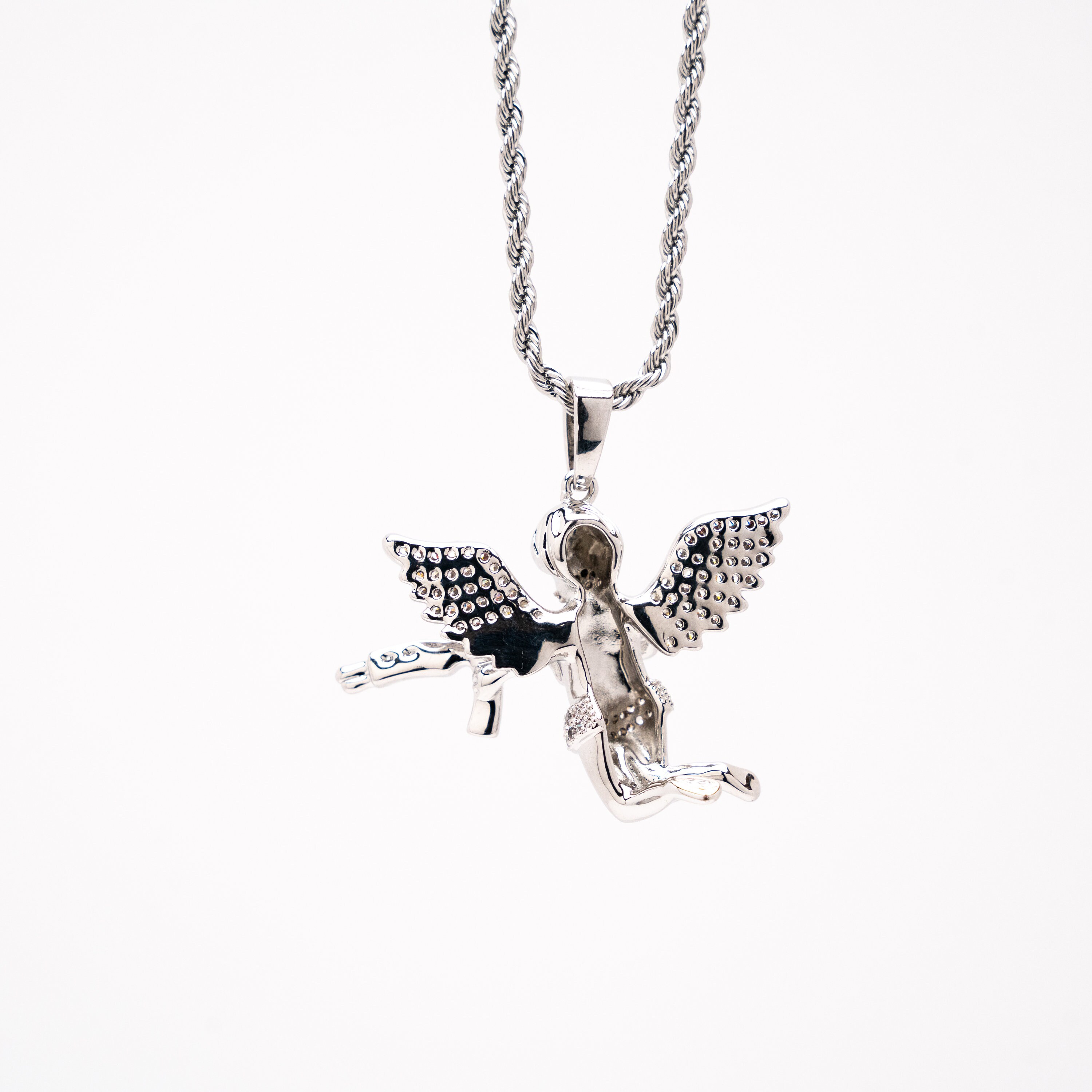 Buy Guardian Angel Pendant With Rope Chain, Gold Angel With Gun Pendant ...