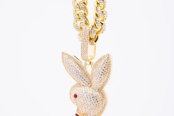 Silver a Gold Plated Cubic Zirconium Playboy Bunny Chain and Pendant ...