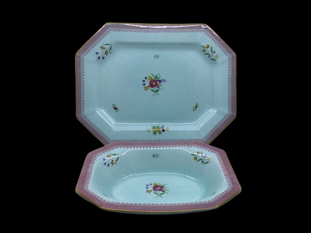 2 Pcs Adams Calyx Ware “lowestoft” Pattern Rectangle Serving Bowl and ...