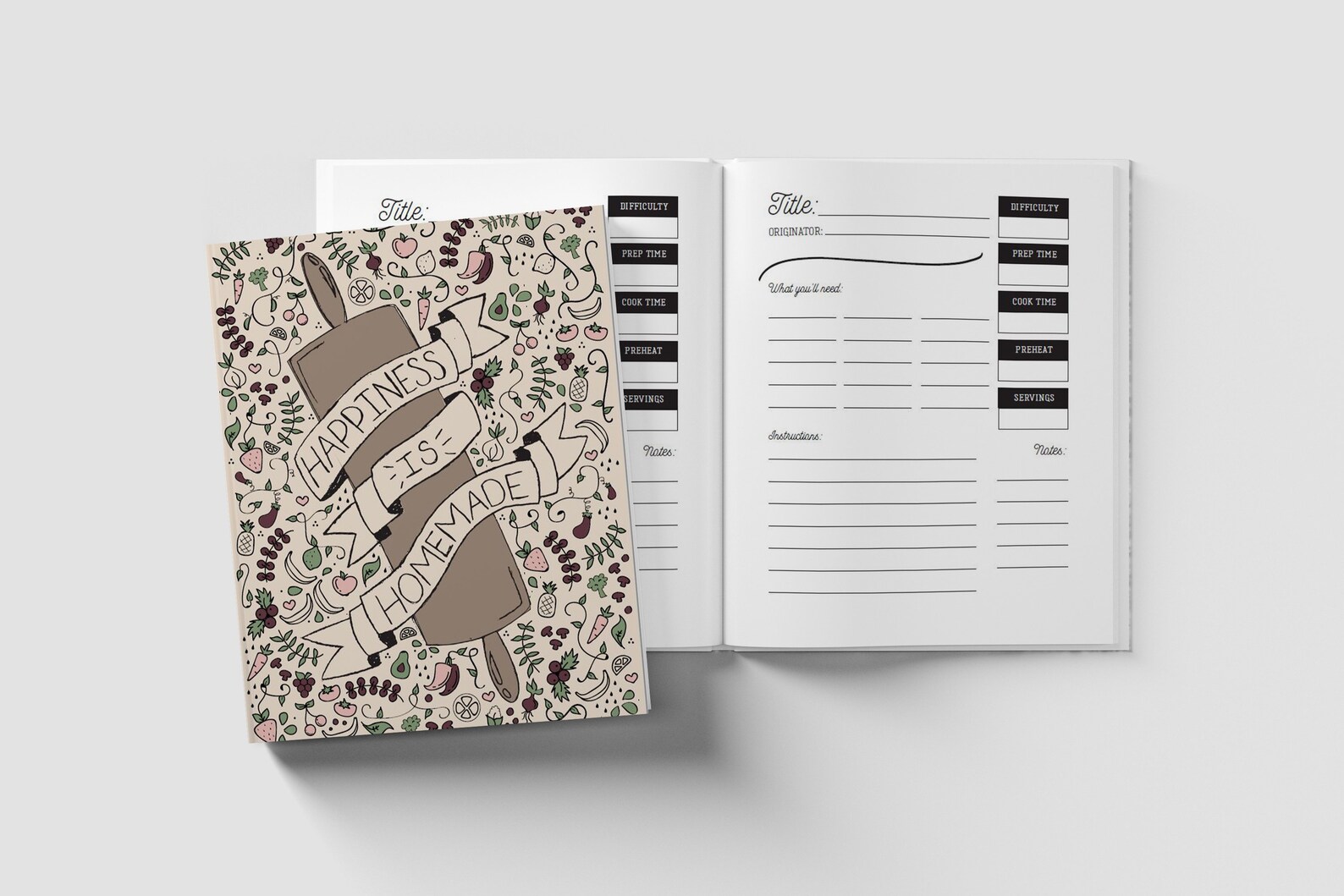 Cute Recipe Book Digital Download Print Recipe Template | Etsy