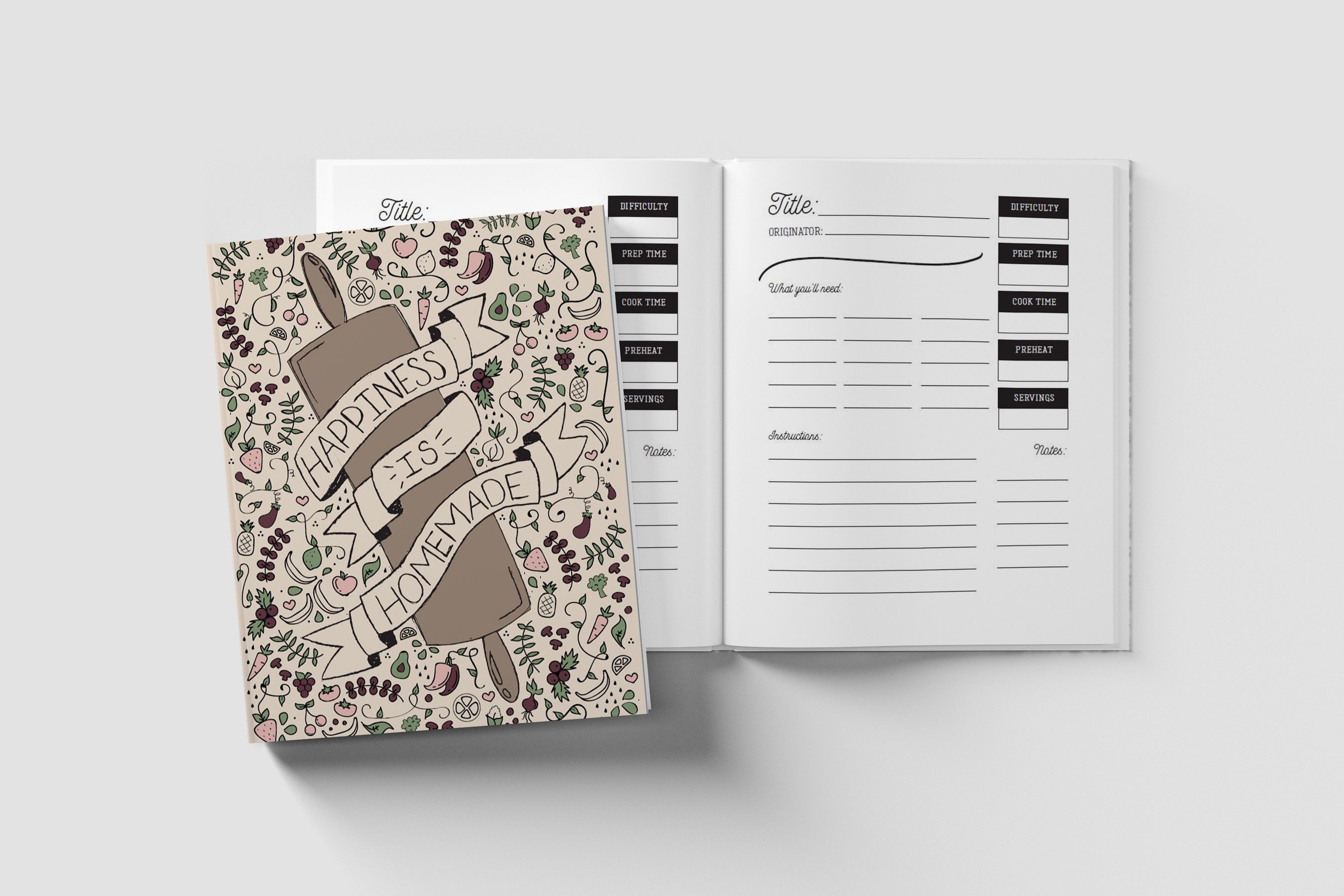 Cute Recipe Book Digital Download Print Recipe Template | Etsy