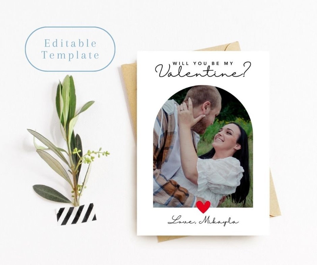 Happy Valentines Day Custom Photo Card EDITABLE TEMPLATE Valentine ...
