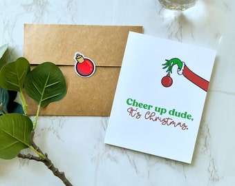 Resting Grinch Face Christmas Card Christmas Gift Merry - Etsy