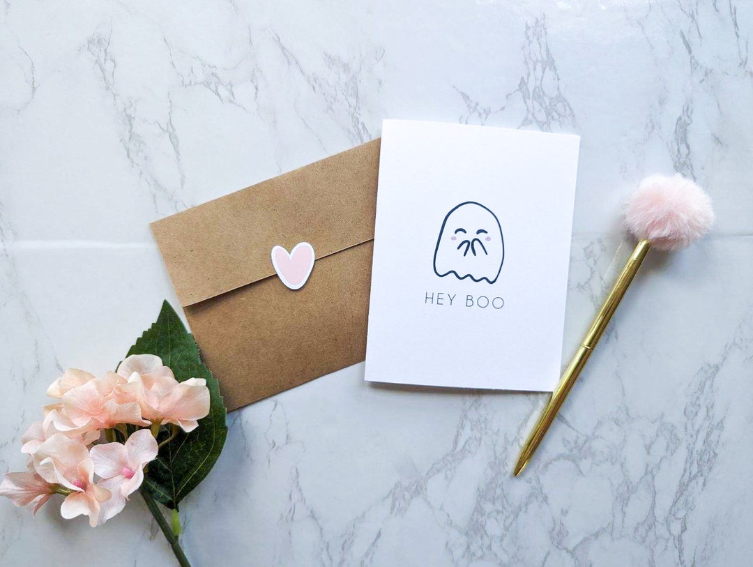 Hey Boo or You’re Boo-tiful | Cheesy | Halloween Ghost | Love Card - A2 ...