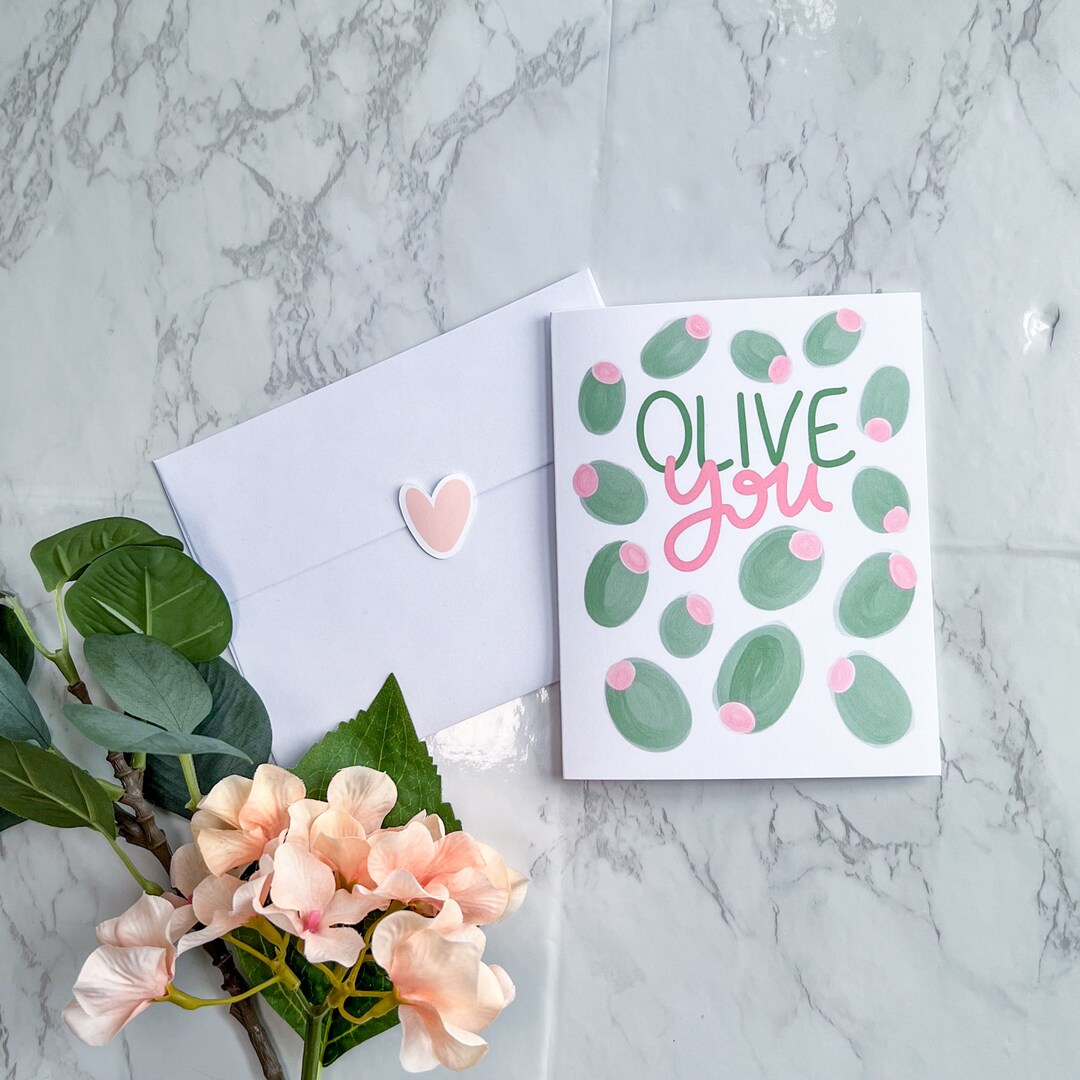 Olive You Valentines Day Card Food Pun Card Card Boyfriend Card ...