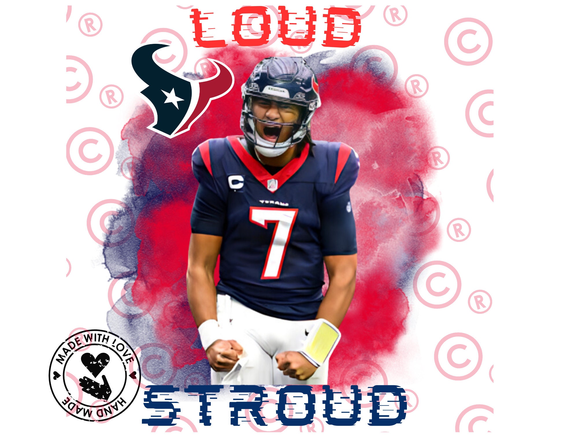 Football Texans PNG Loud Stroud CJ Blue Red Houston Instant Download - Etsy