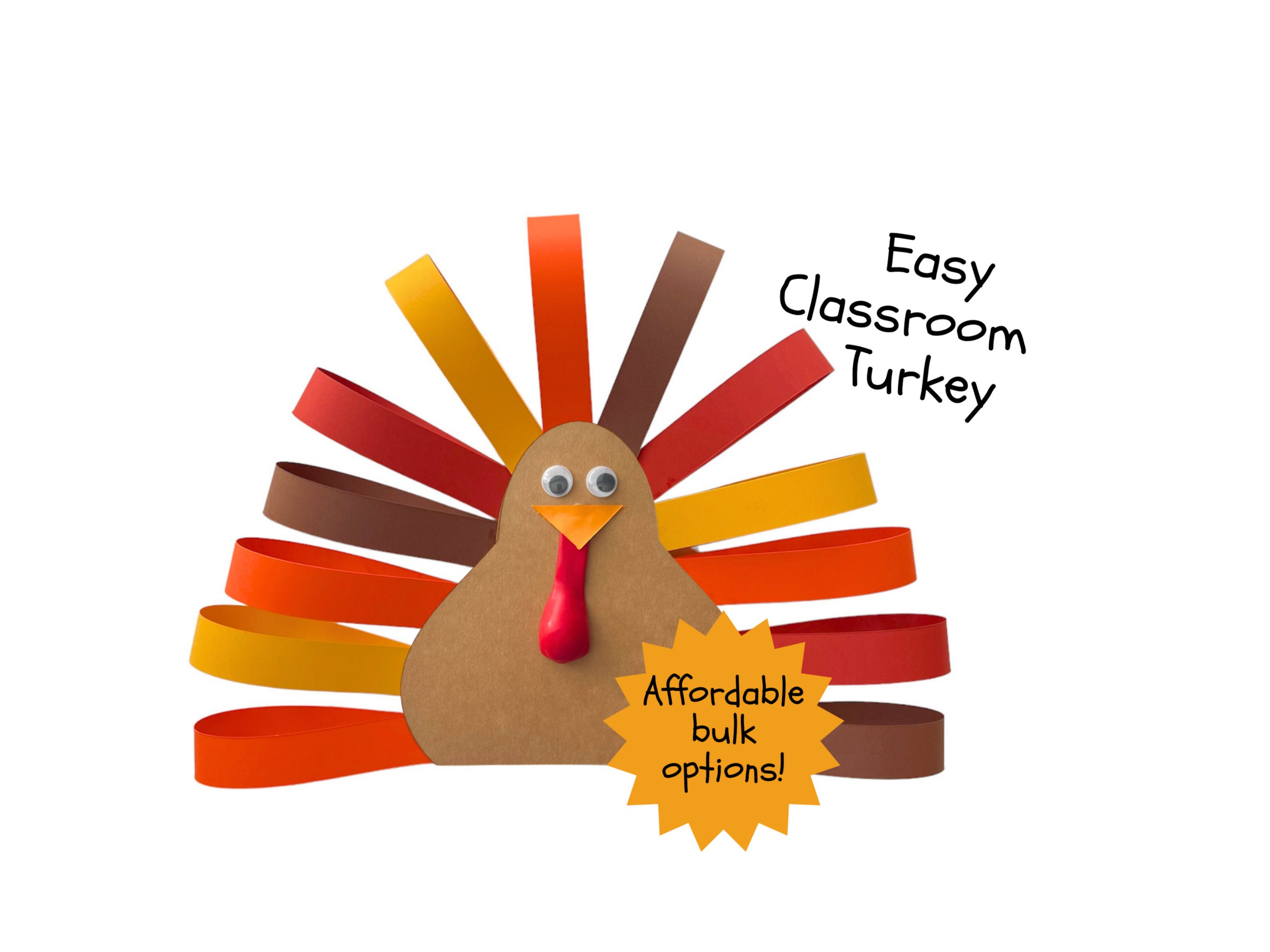 Bulk Fall Craft Turkey Kid Fall Classroom Craft Thanksgiving Turkey ...