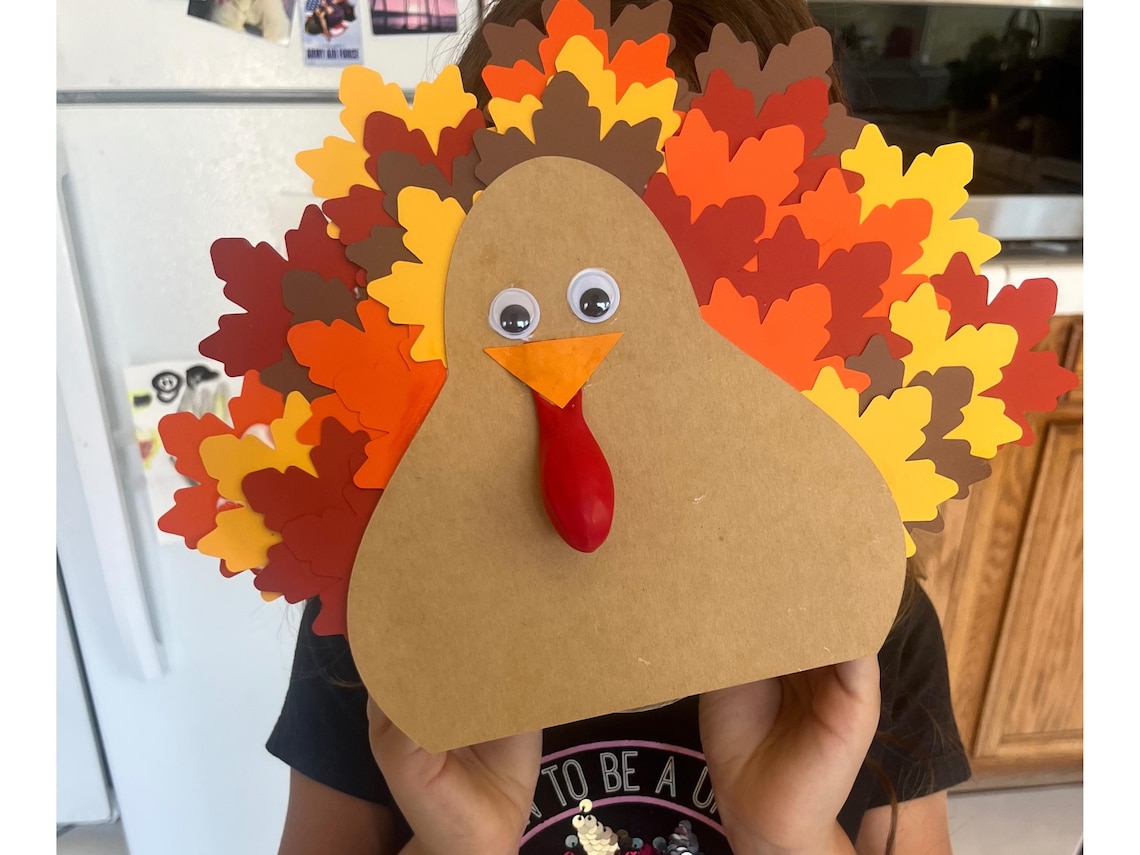Thanksgiving Turkey Kid Craft Fall Leaves DIY Thanksgiving Decor Fall ...