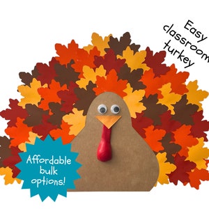 12 Bulk Classroom Fall Thanksgiving Turkey Craft Kids Fall Leaf Craft ...