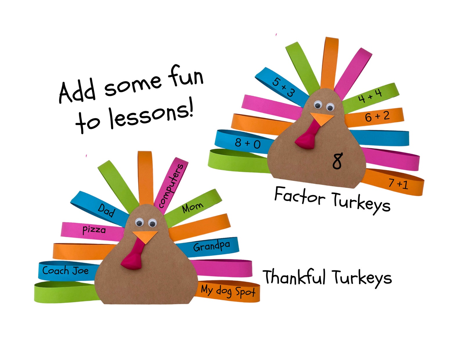 12+ Bulk Classroom Thanksgiving Turkey Craft Kids Bright Fall Craft ...