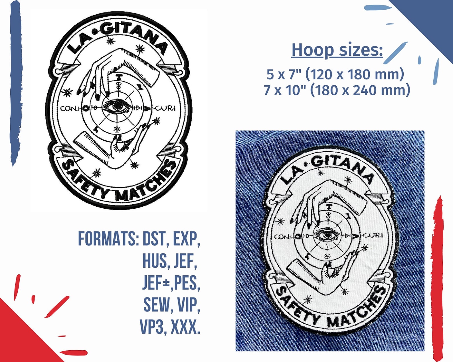 Fantastic Patch Eye in Hand Digital Embroidery Design, Embroidered ...