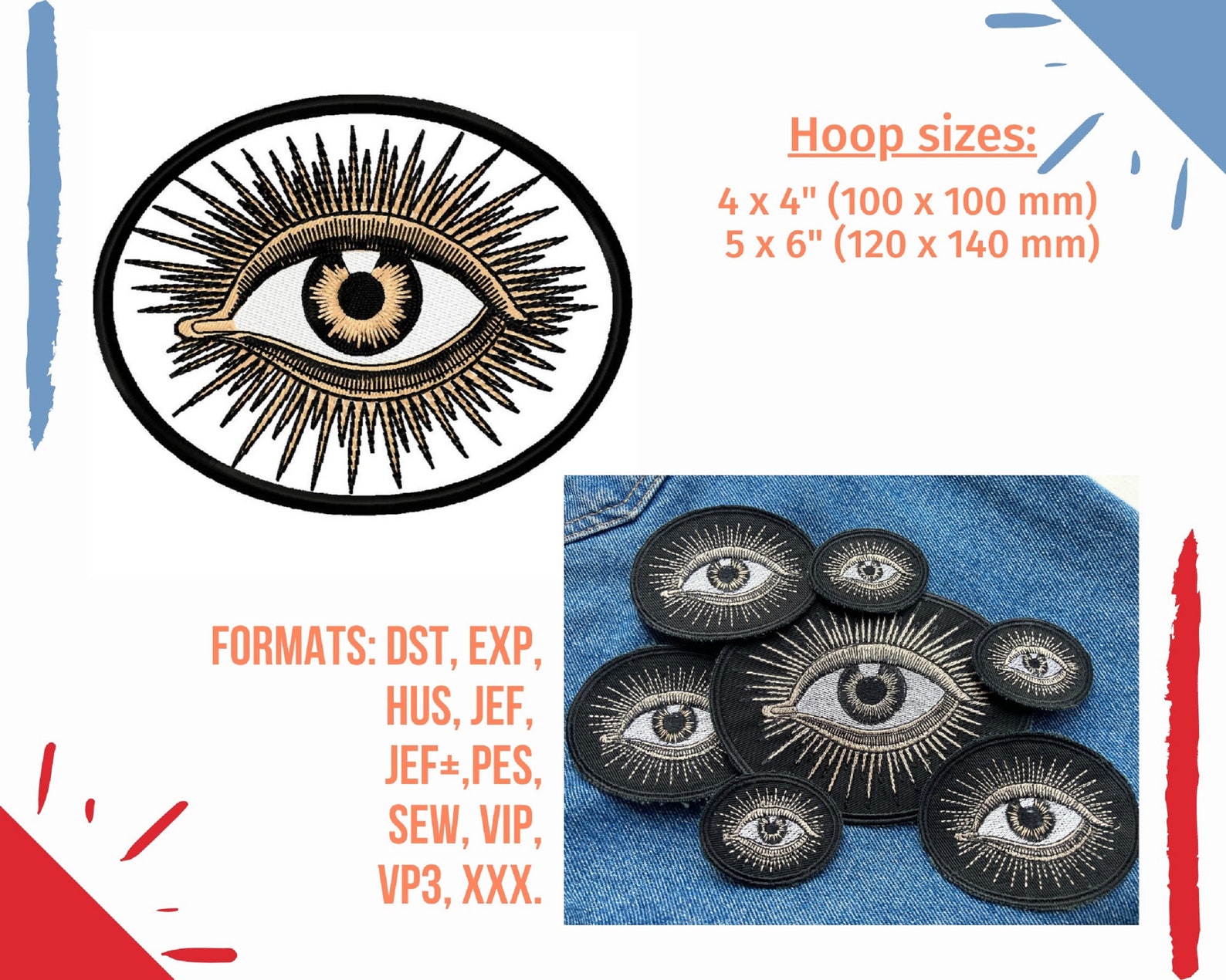 Digital Embroidery Design File Fantastic Patch All-seeing Eye - Etsy